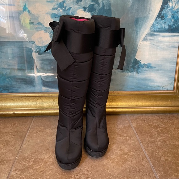 kate spade | Shoes | Kate Spade Black Winter Rain Boots With Wrap ...